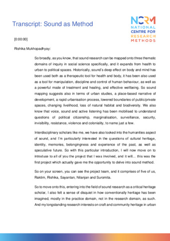 Sound as Method - NCRM EPrints Repository